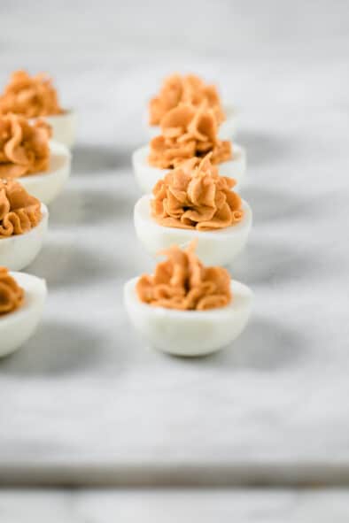 Best Keto Buffalo Deviled Eggs Recipe [low carb, gluten free, paleo]