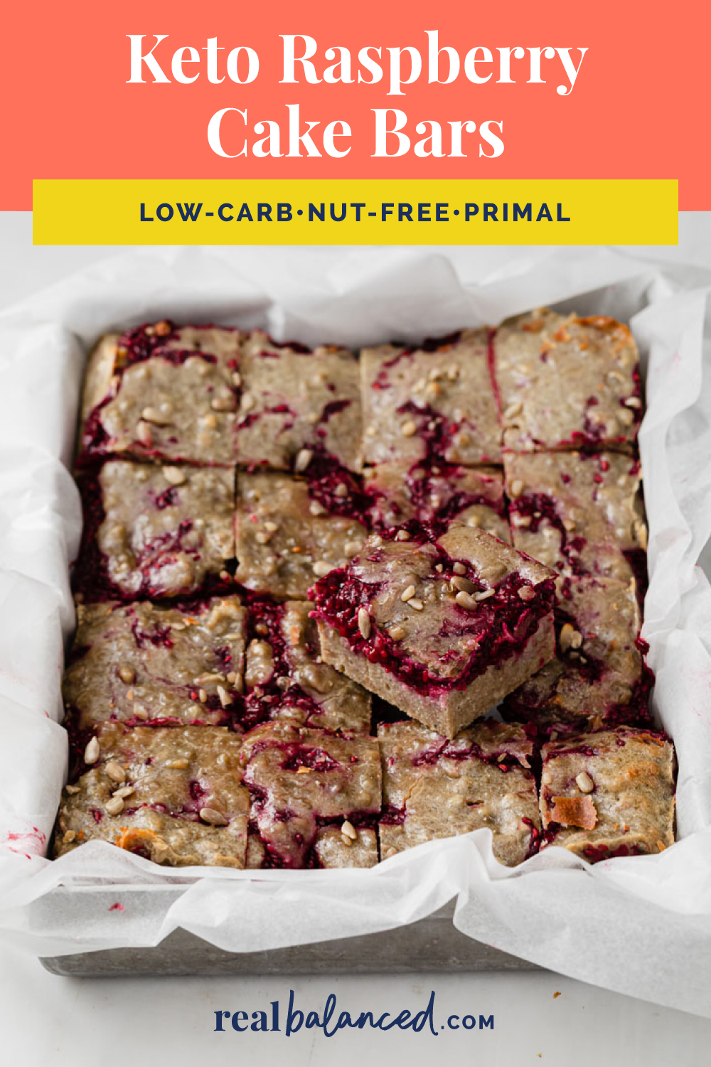 Keto Raspberry Cake Bars | Real Balanced