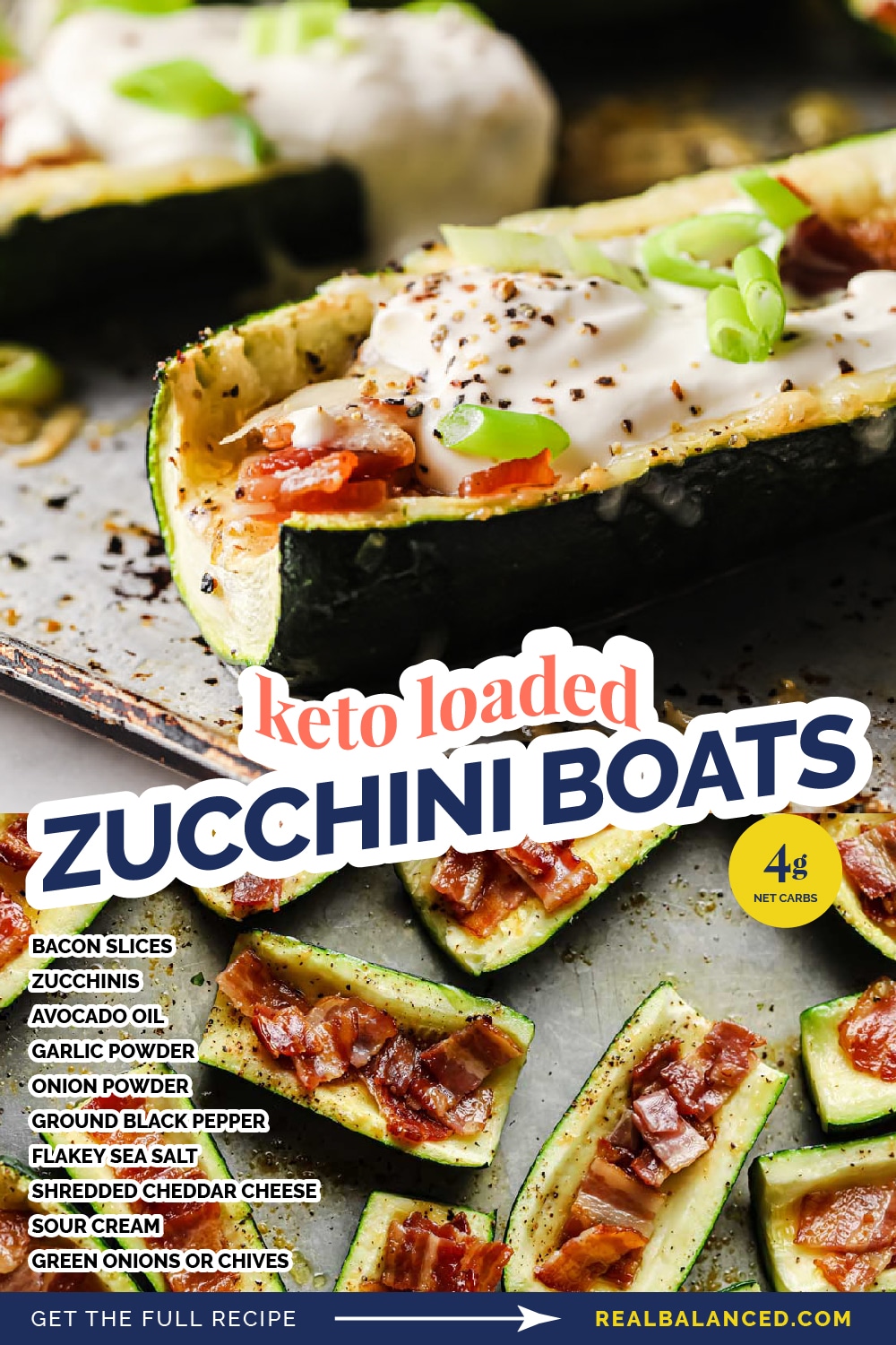 Loaded Keto Zucchini Boats (Potato Skins) | Real Balanced