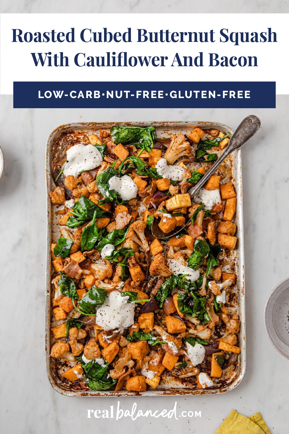 Roasted Cubed Butternut Squash With Cauliflower And Bacon | Real Balanced
