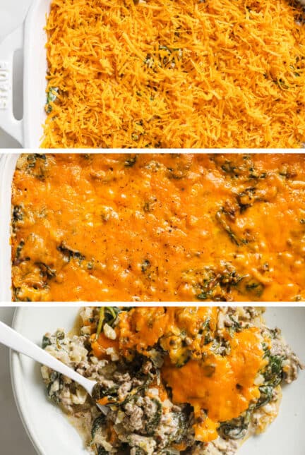 Cheesy Beef Casserole with Cauliflower Rice and Spinach | Real Balanced